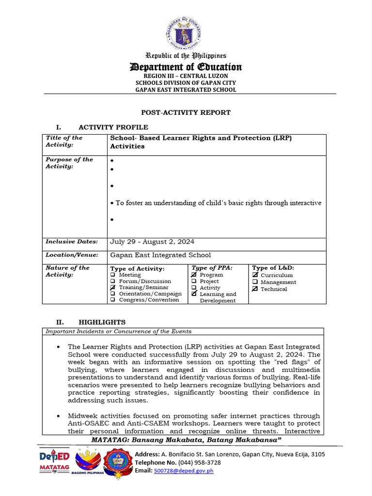 Geis - LRP Accomplishment Report 2024 | PDF