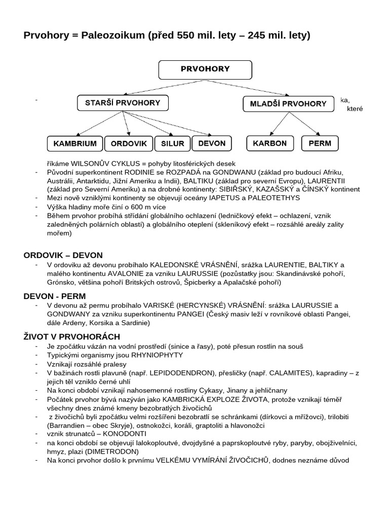 Geologické Období - PALEOZOIKUM | PDF
