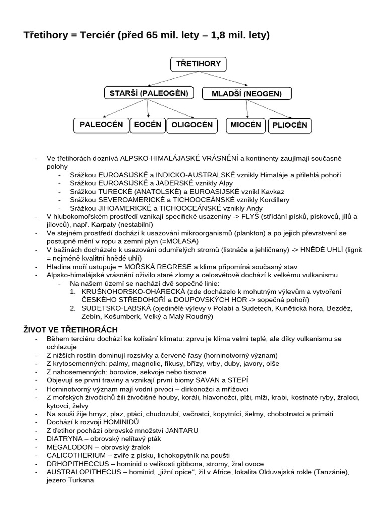 Geologické Období - TERCIÉR | PDF