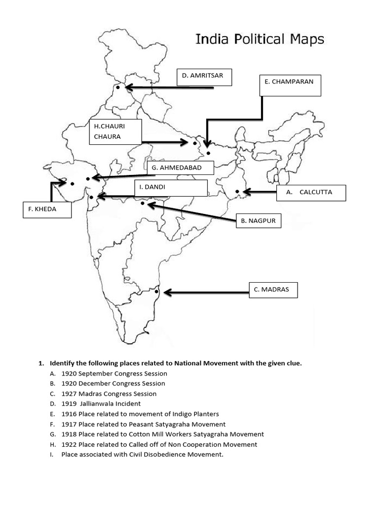 Key Locations in India's National Movement | PDF