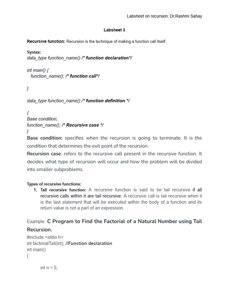 03 Lab - Recursion | PDF
