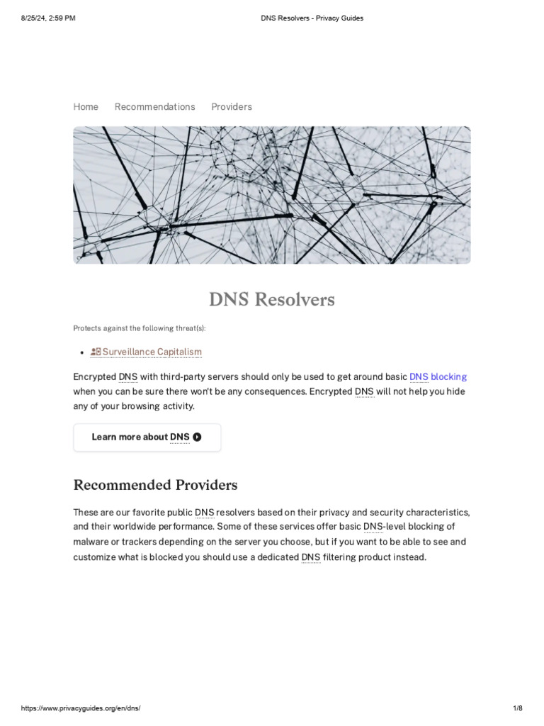 DNS Resolvers - Privacy Guides | PDF | Domain Name System | Network ...