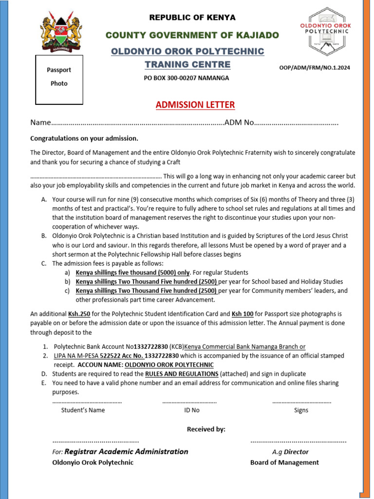 Admission Letter 1 | PDF