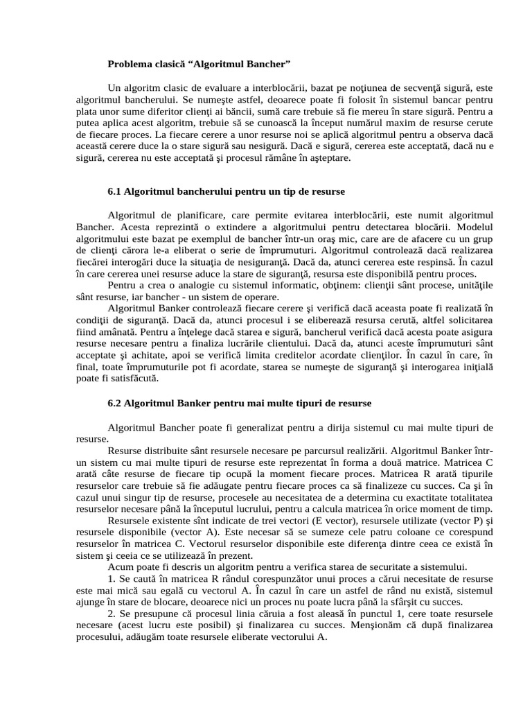Problema Clasică "Algoritmul Bancher" | PDF