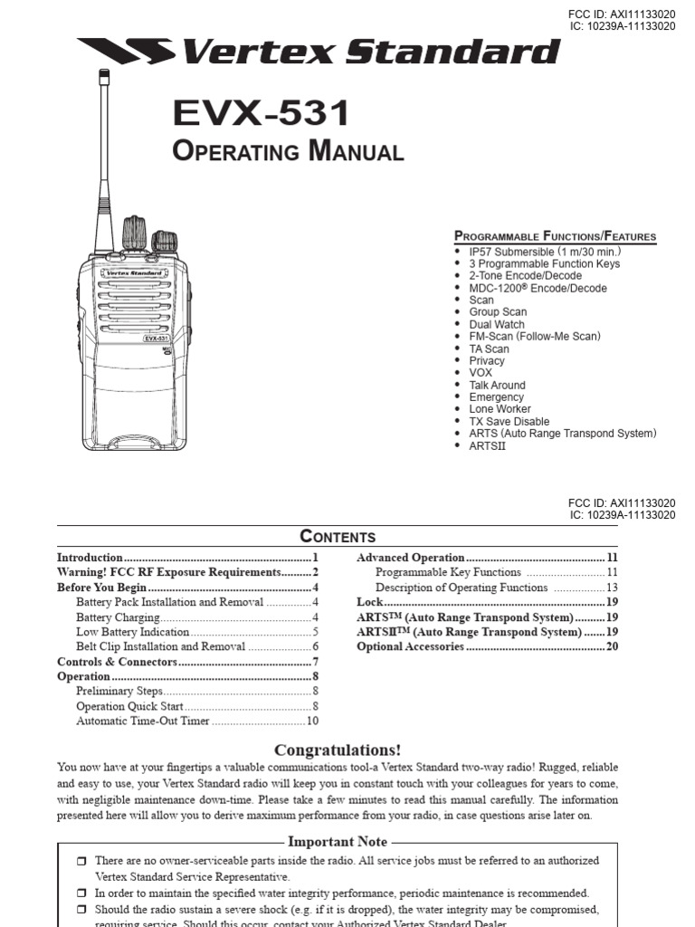 Manual de Operacao Evx 531 Uhf | PDF
