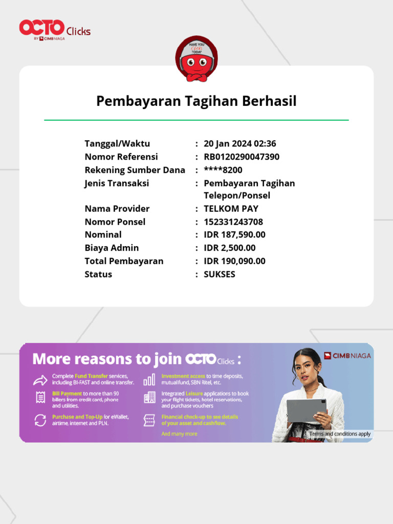 Pembayaran Tagihan Telepon - Ponsel - RB0120290047390 | PDF | Finance ...