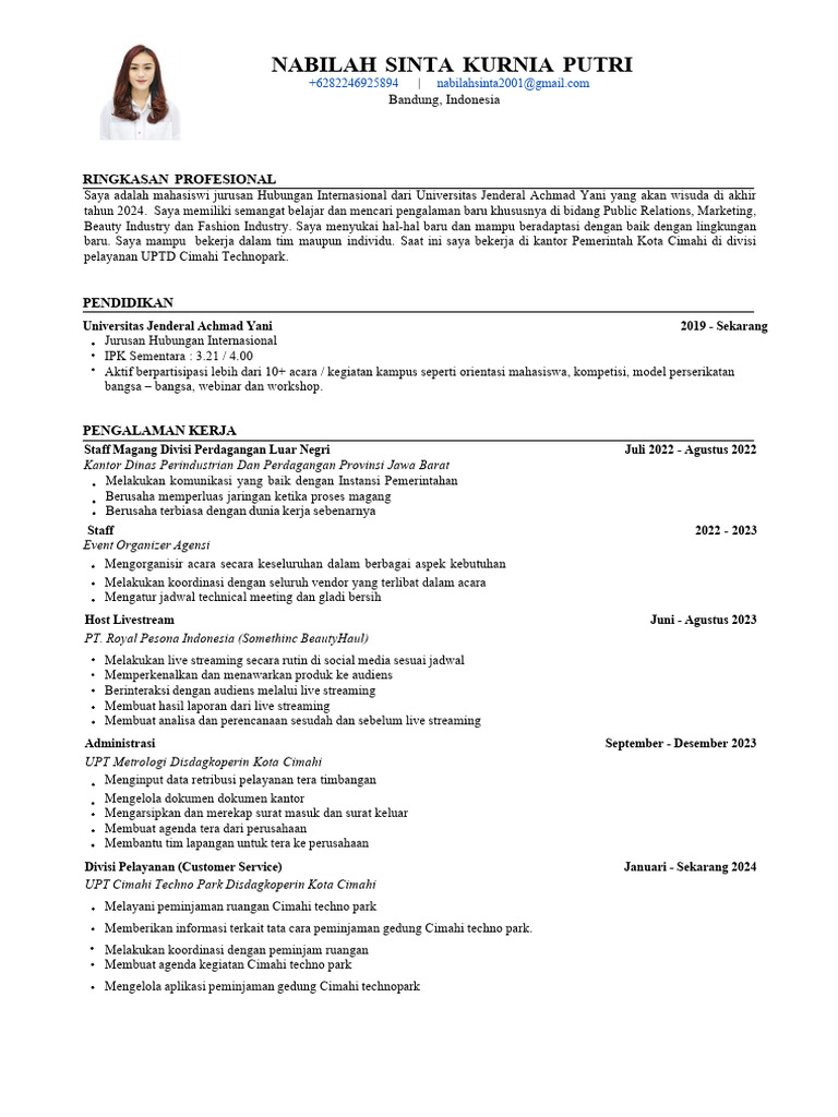 Resume Nabilah Updated 1 | PDF
