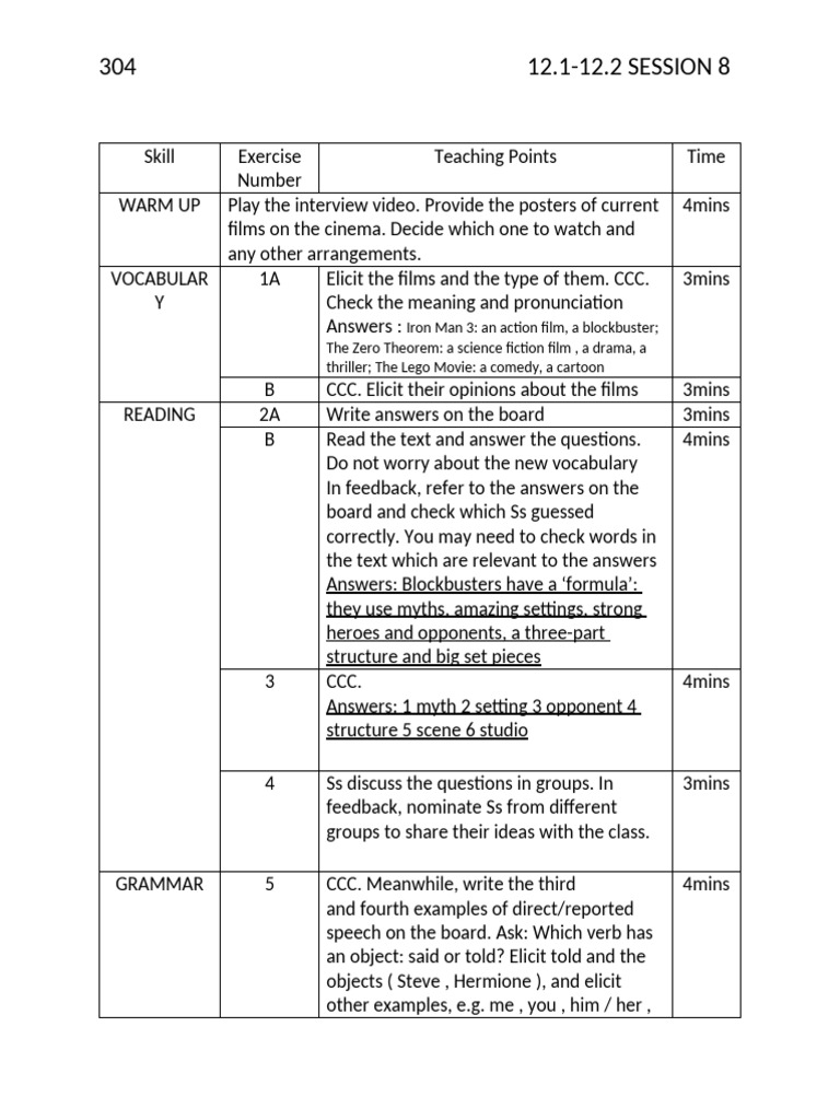 Lesson Plan 304 Session 8 | PDF