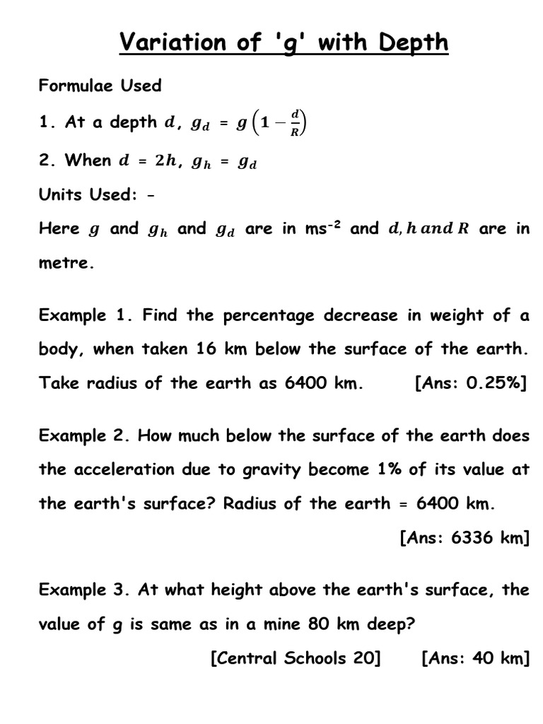 Variation of G With Depth | PDF