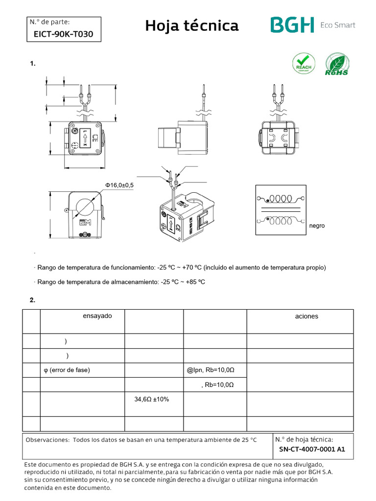 Data Sheet CT Sensor-Castellano | PDF | Metrología | Cantidad