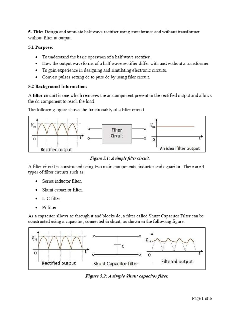 Half Wave With Filter | PDF | Rectifier | Science & Mathematics