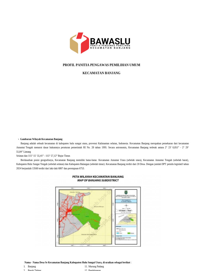 Data Panwaslu Kec. Banjang Update | PDF