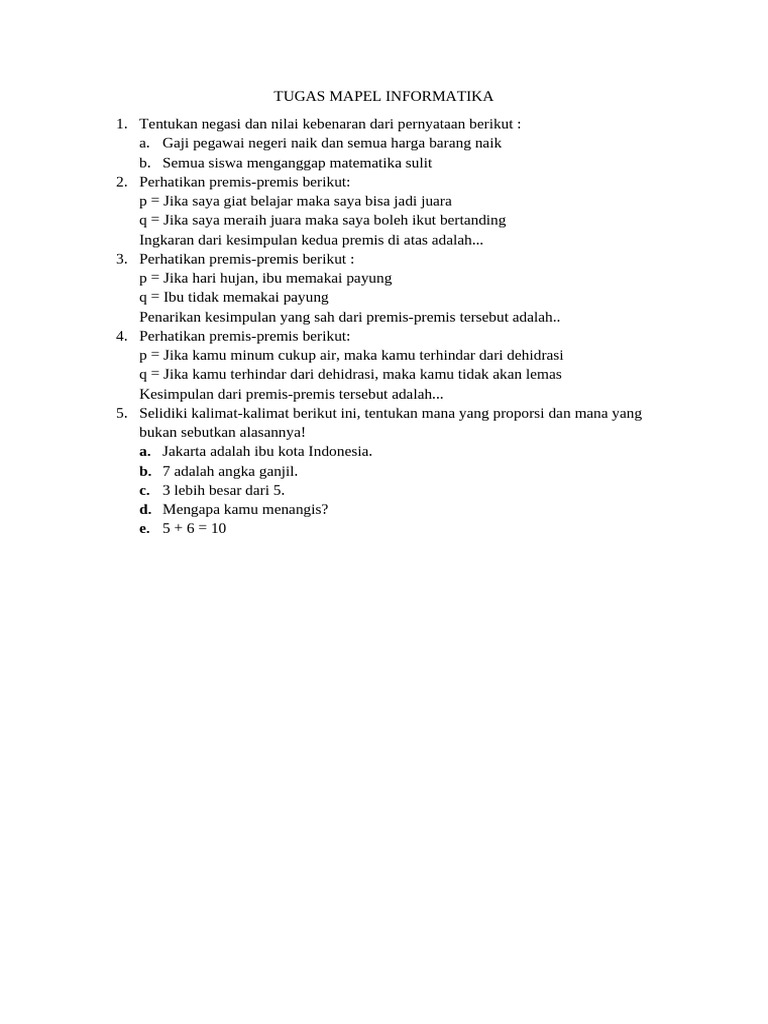 Tugas Mapel Informatika | PDF