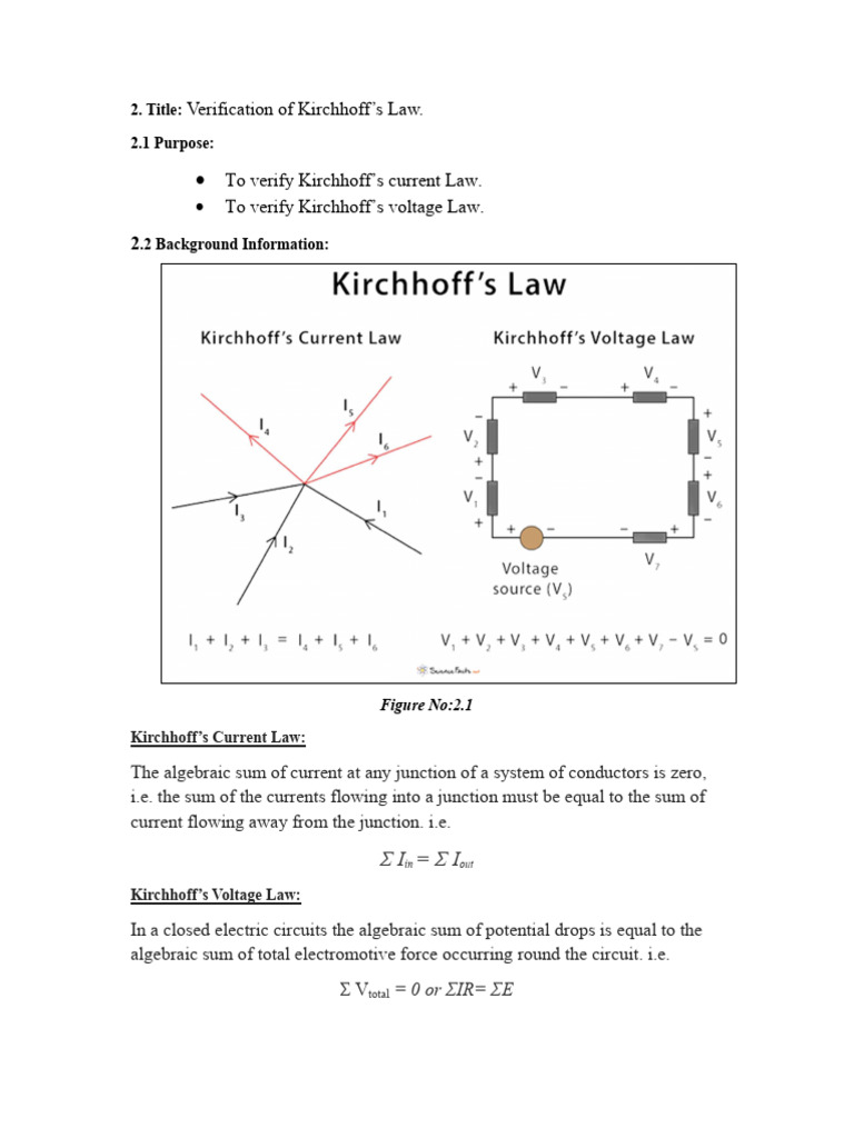 2.verification of Kirchhoff's Law. | PDF | Voltage | Electrical Network