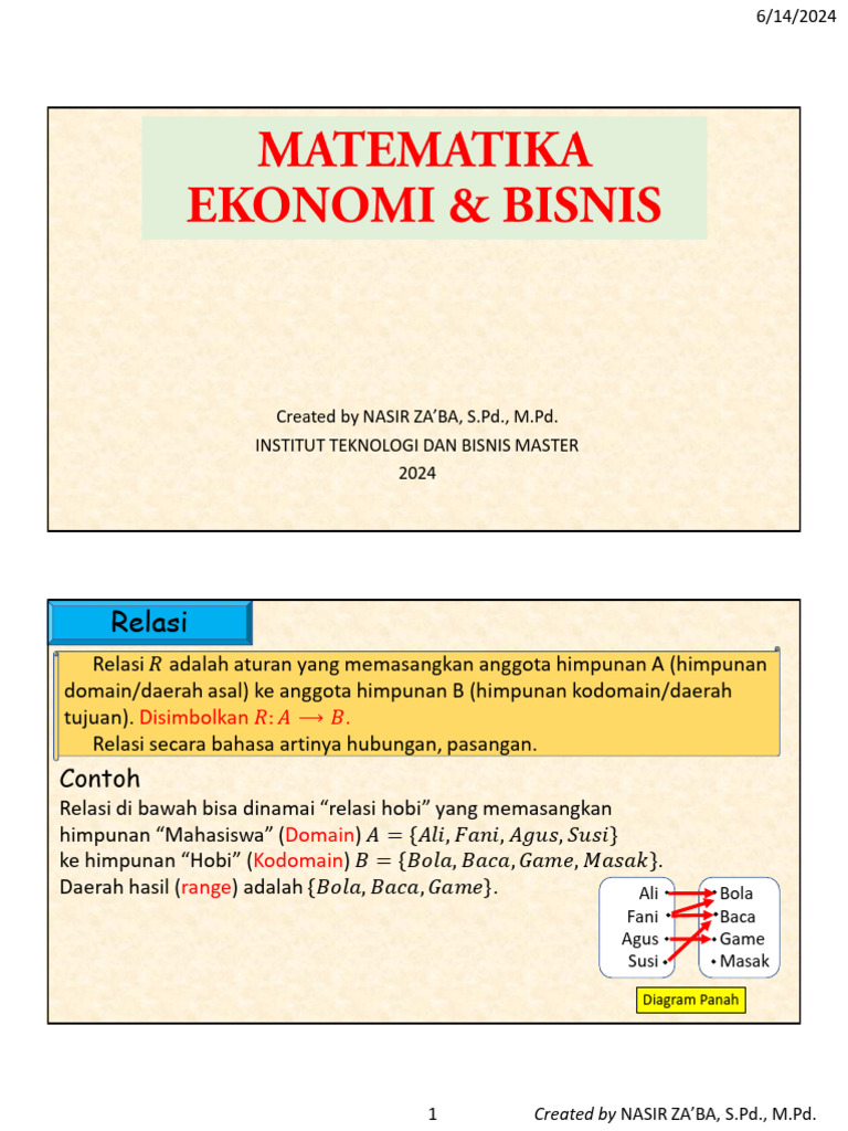 Materi 1-8 MK Matematika Ekonomi | PDF
