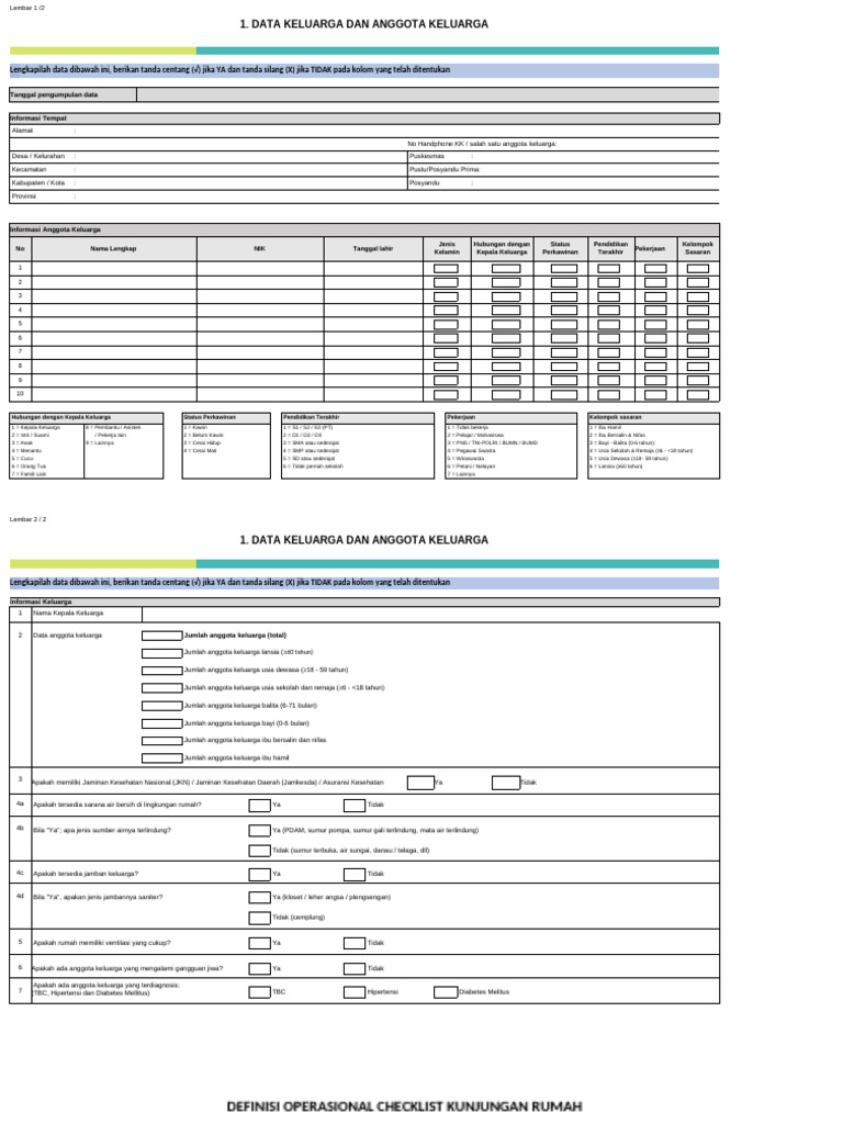 Kartu Ceklis Kunjungan Rumah Edit 2024 | PDF | Kesehatan Holistik