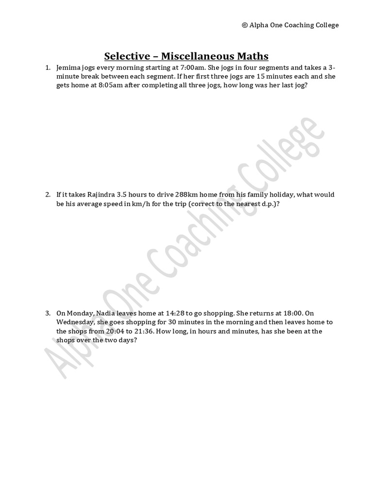 Selective Mathematics-Miscellaneous | PDF