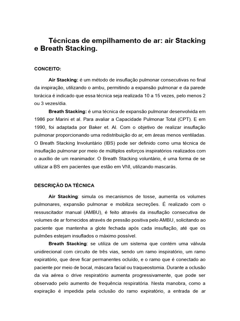 Air Stacking e Breath Stacking | PDF