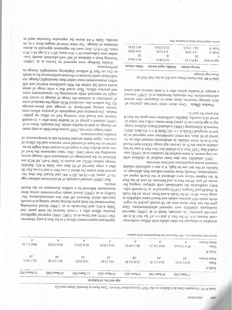 Tabela Trail Making para 7 Anos | PDF