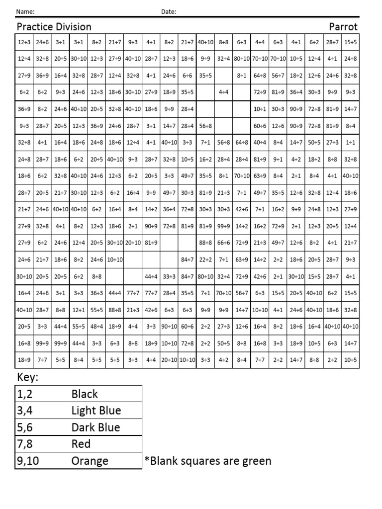 4G7 Division Parrot 4th Grade Math | PDF | Color | Vision