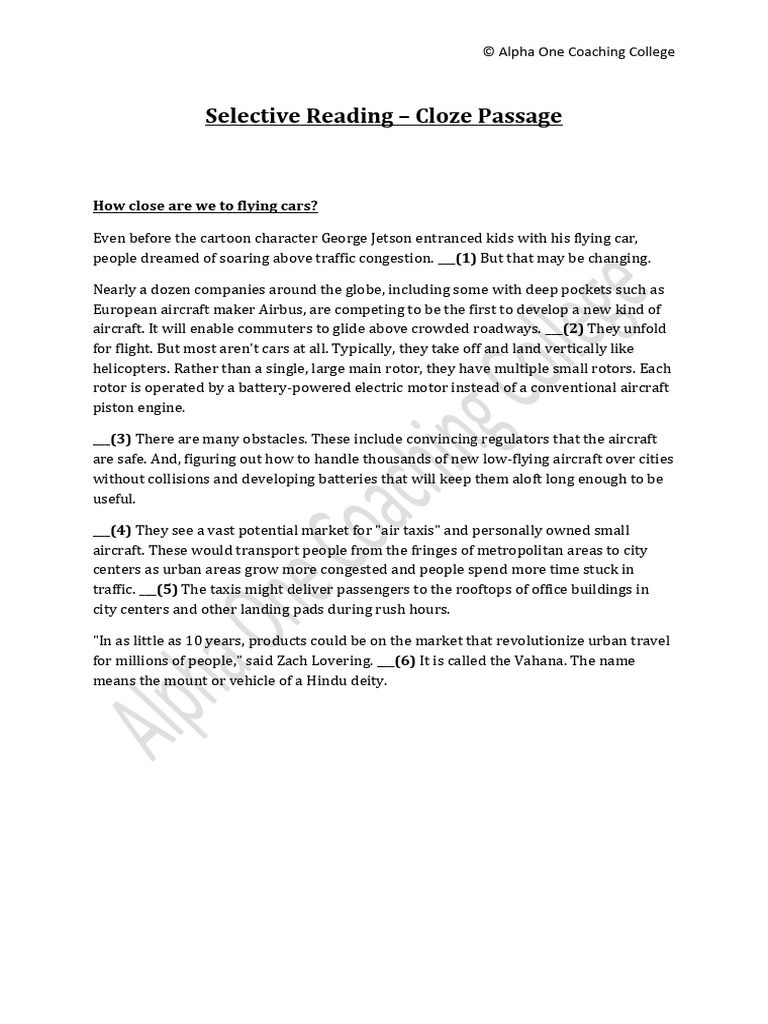 Selective Cloze | PDF