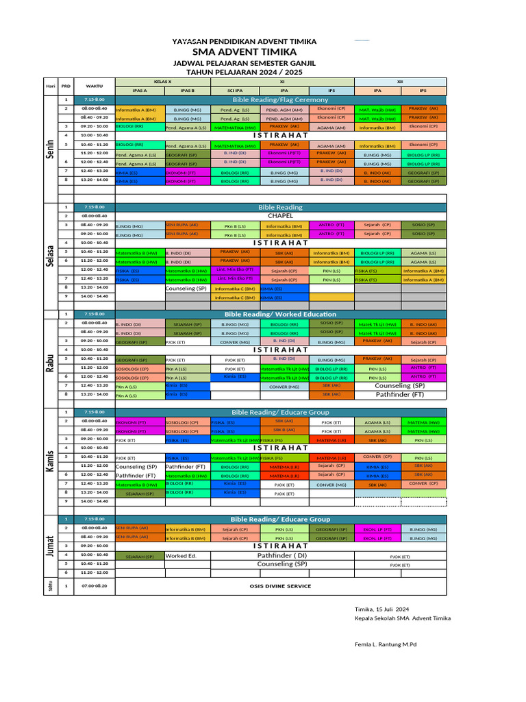 Jadwal Sem Ganjil 2024 - 2025 - Jam 10 Updated - Revisi | PDF
