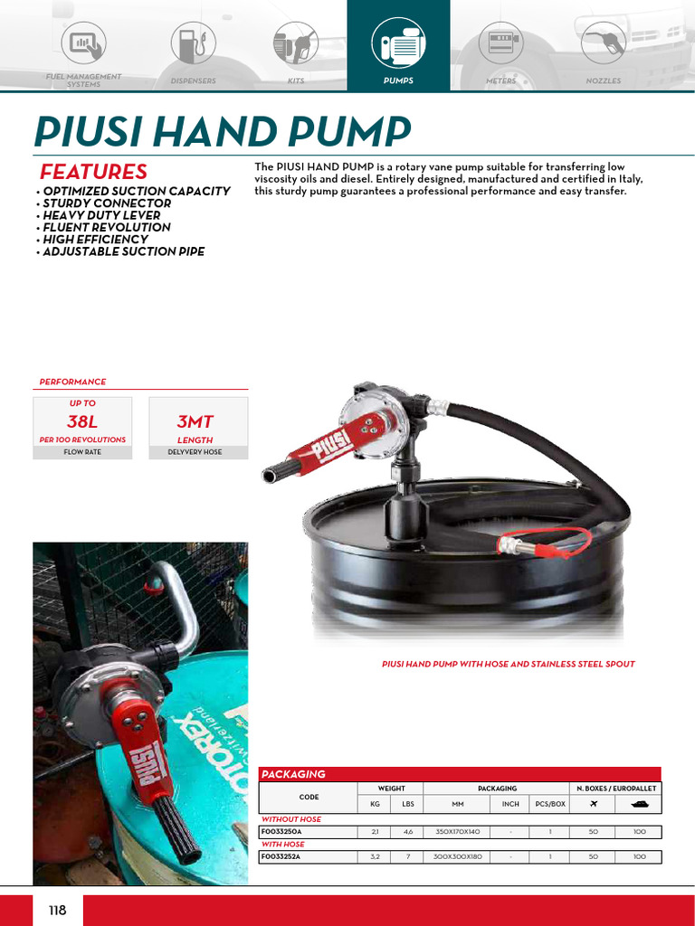 Piusi Hand Pump: Features | PDF