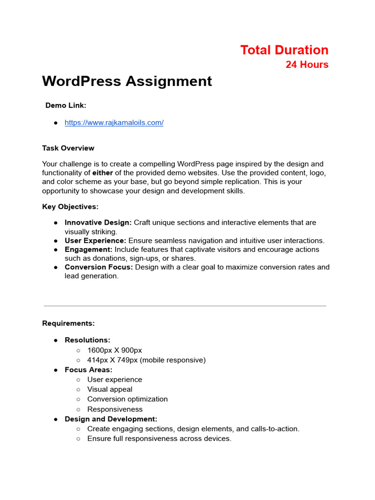 Web Developer Assignment Intern - Marketing Mojito | PDF
