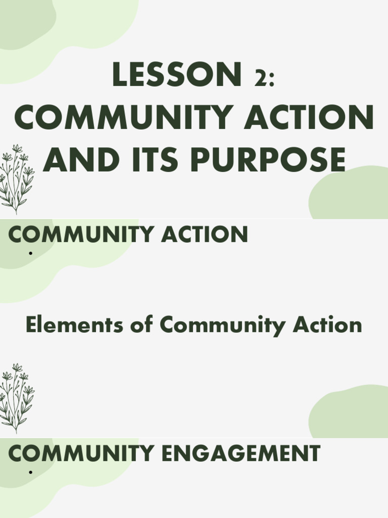 Lesson 2 - Community Action and Its Purpose | PDF