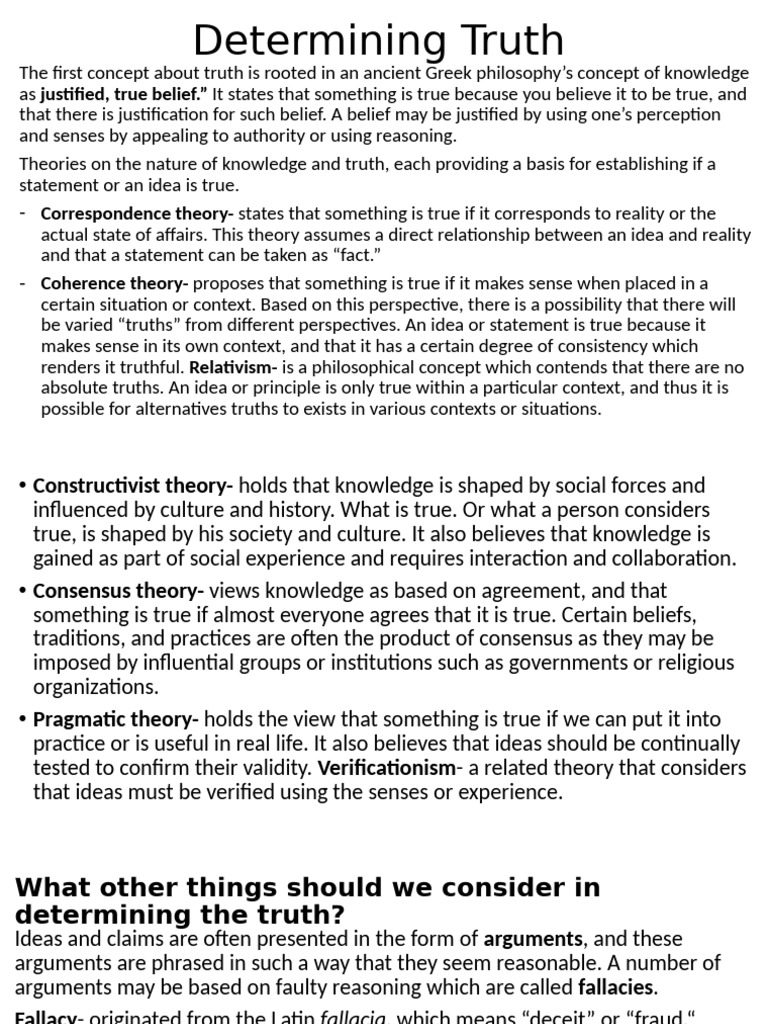 Determining Truth Philosophy | PDF