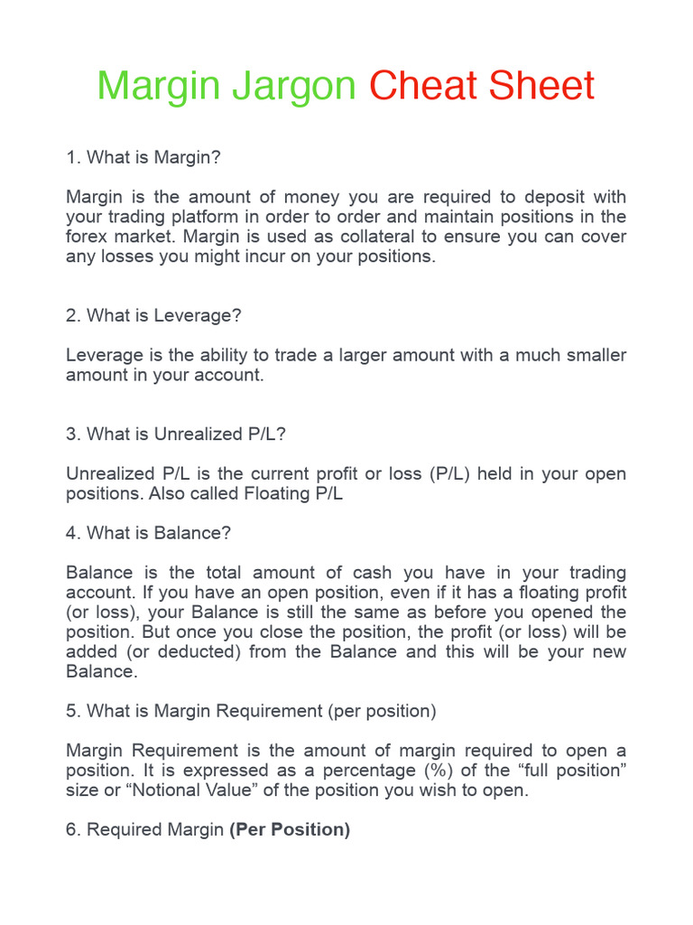 1.1 Margin Jargon Cheat Sheet Downloadable | PDF | Margin (Finance ...