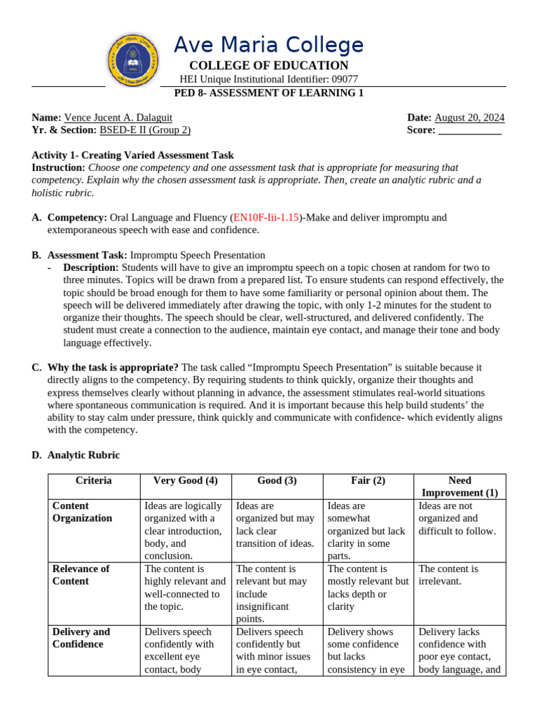 Creating Analytic and Holistic Rubrics | PDF | Rubric (Academic) | Learning