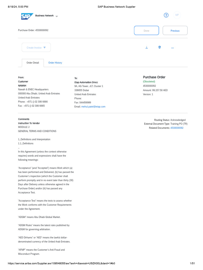 Nawah PO SAP TCs | PDF