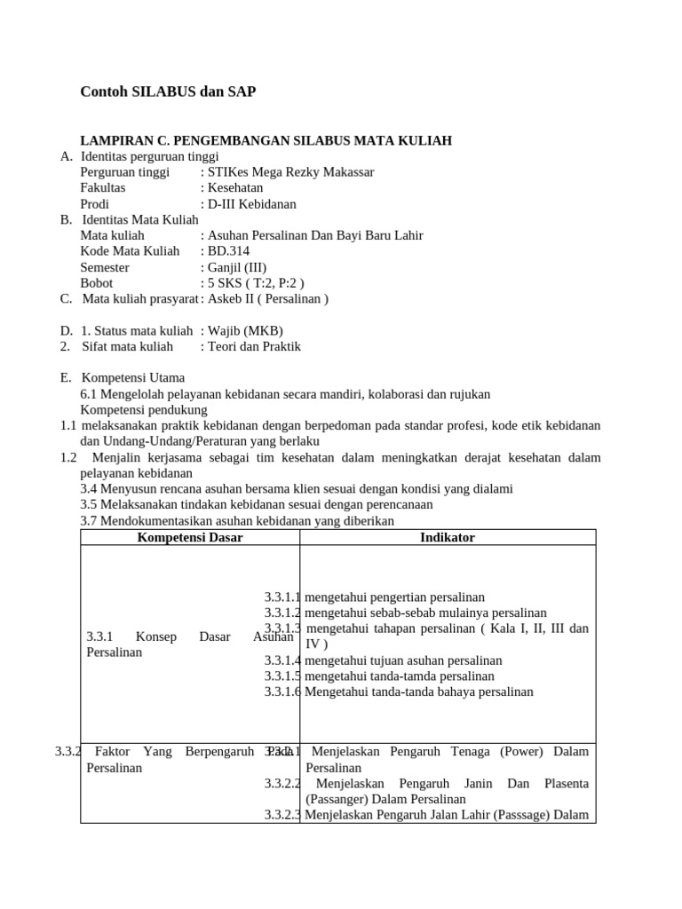Contoh SILABUS Dan SAP | PDF