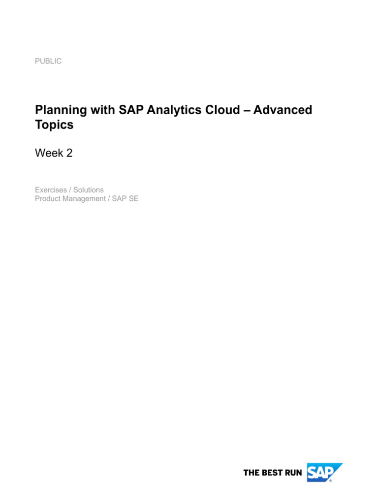 openSAP Sac4 Week 2 Exercise | PDF