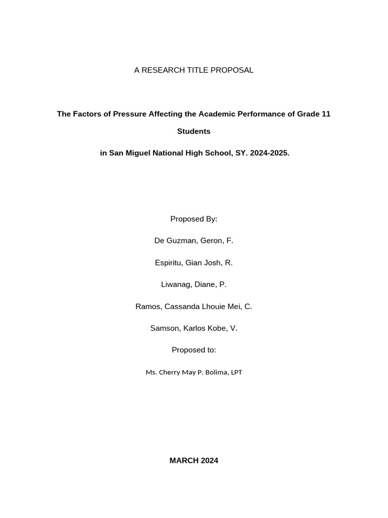 A Research Title Proposal | PDF