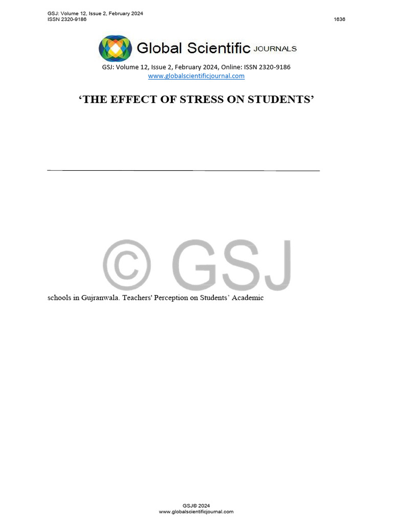 A Study To Find Out The Effects of Stress On Students Academic ...