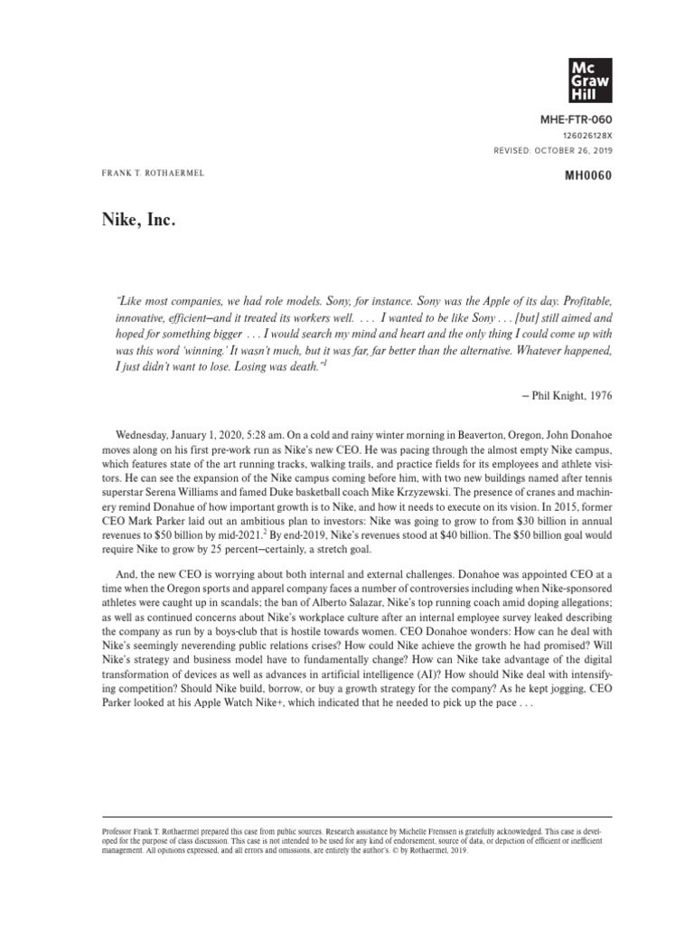 Nike, Inc.: MHE-FTR-060 | PDF