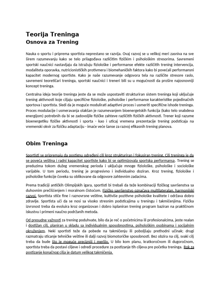 Osnova Za Trening | PDF