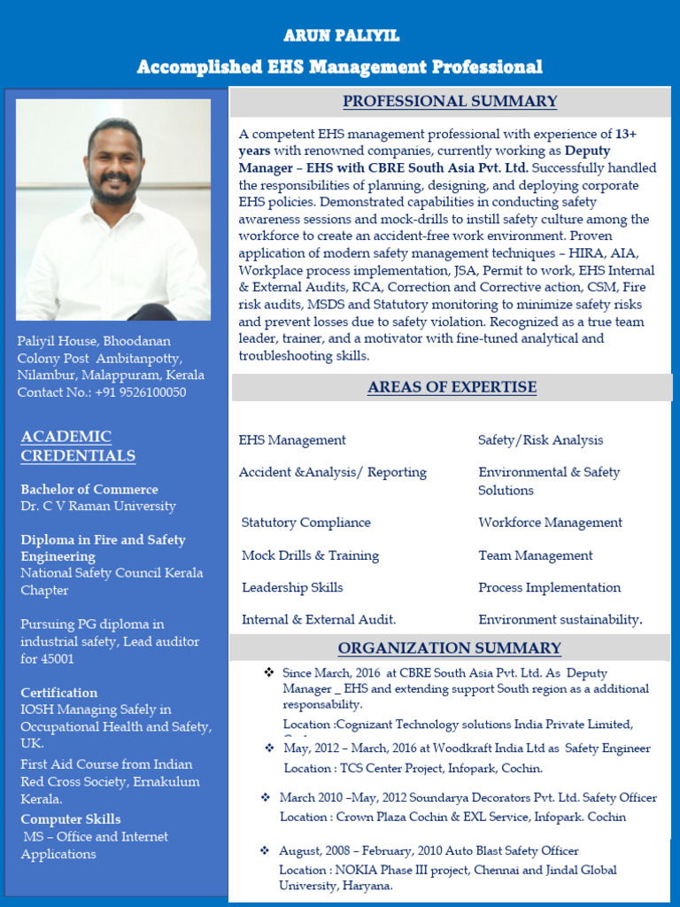 EHS Management Professional Profile | PDF | Safety | Business