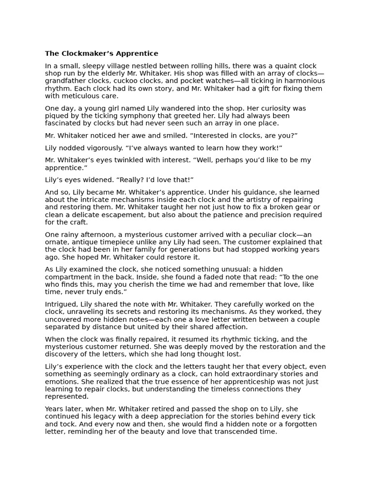 The Clockmaker S Apprentice Pdf