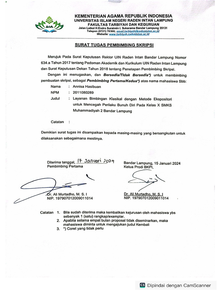 Surat Tugas Pembimbing | PDF