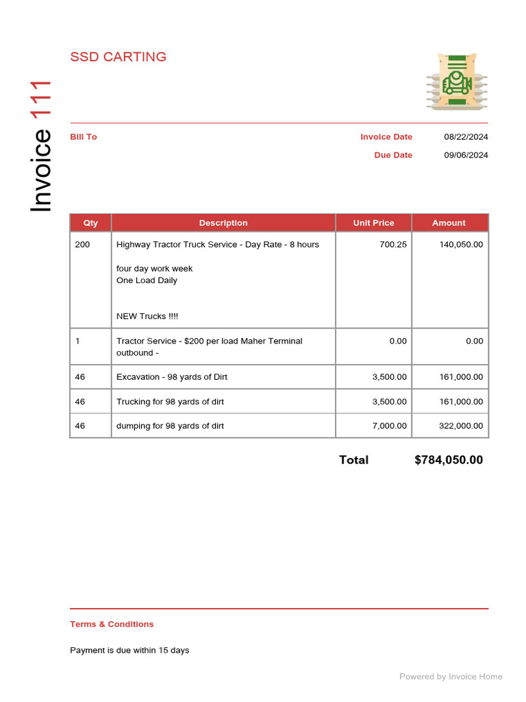 SSD Carting: Bill To Invoice Date Due Date | PDF