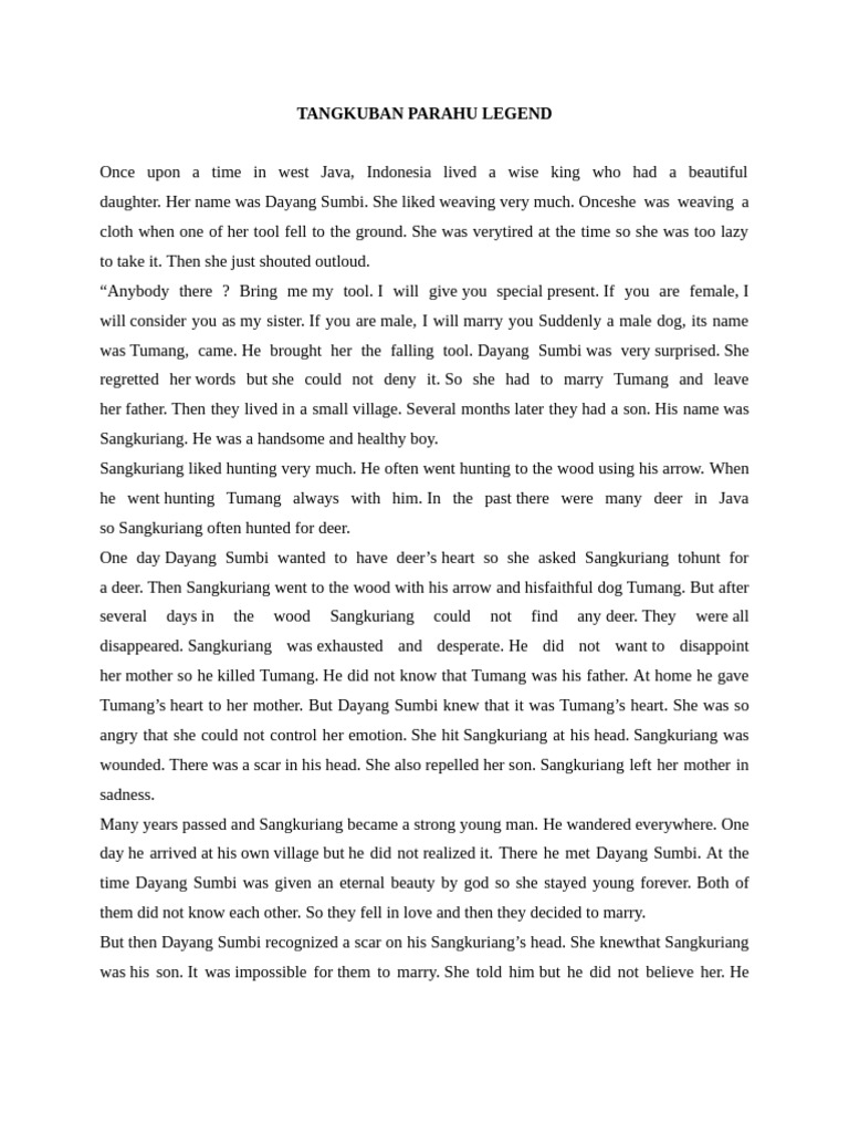 Tangkuban Parahu Legend - Benu | PDF