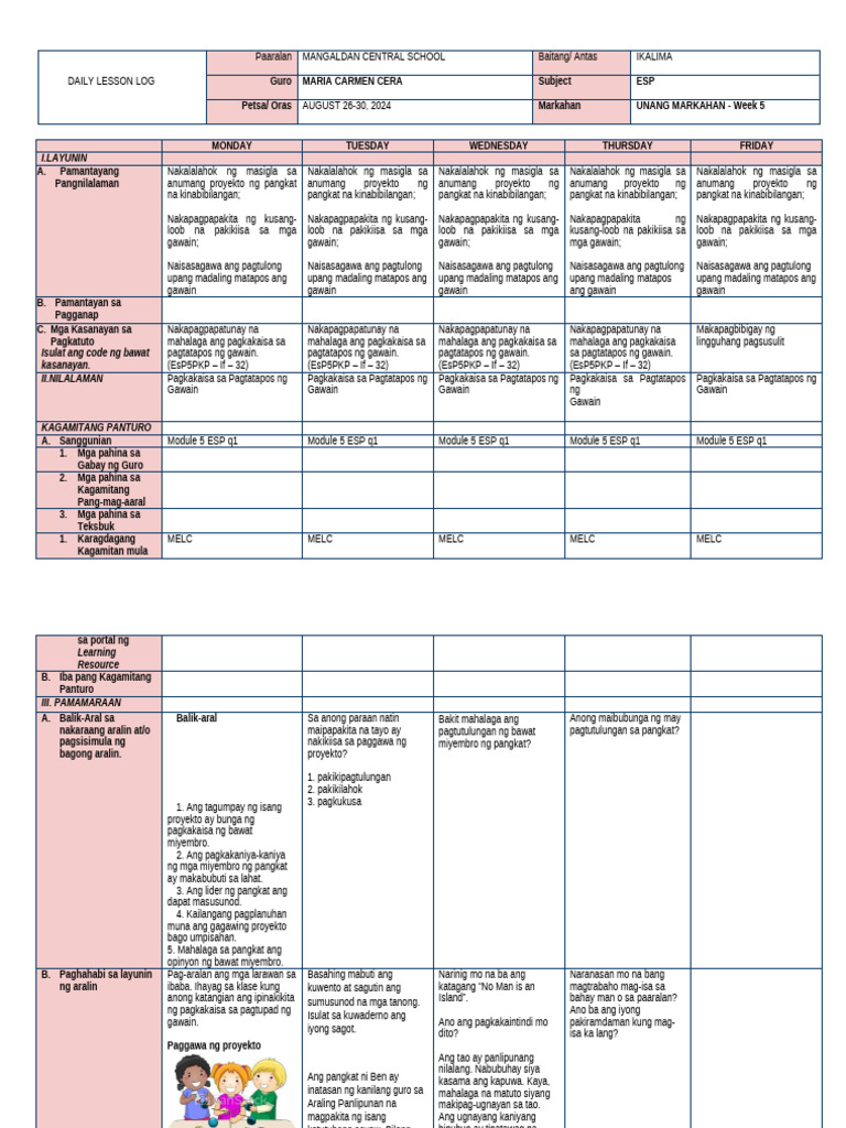 DLL WEEK 5 ESP | PDF