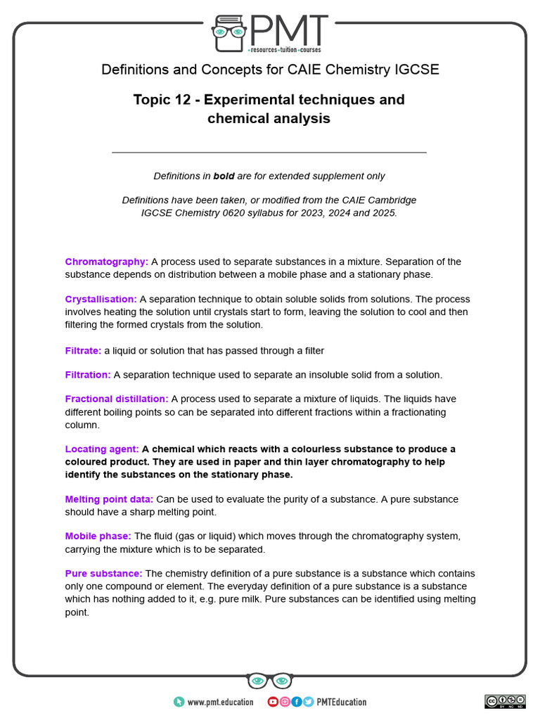 Topic 12 Experimental Techniques and Chemical Analysis | PDF