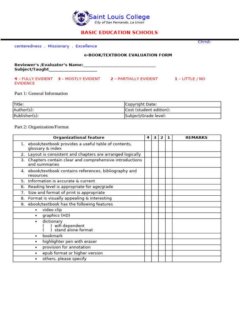 eBook Textbook Evaluation | PDF
