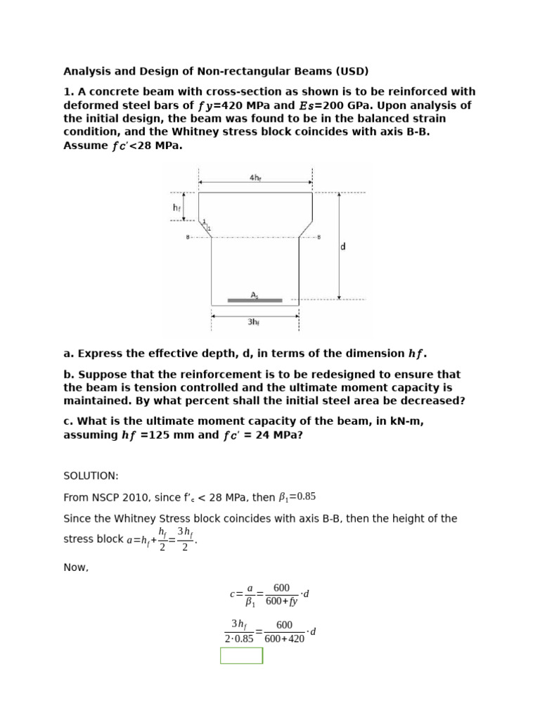 Analysis and Design of Non Rectangular USD | PDF