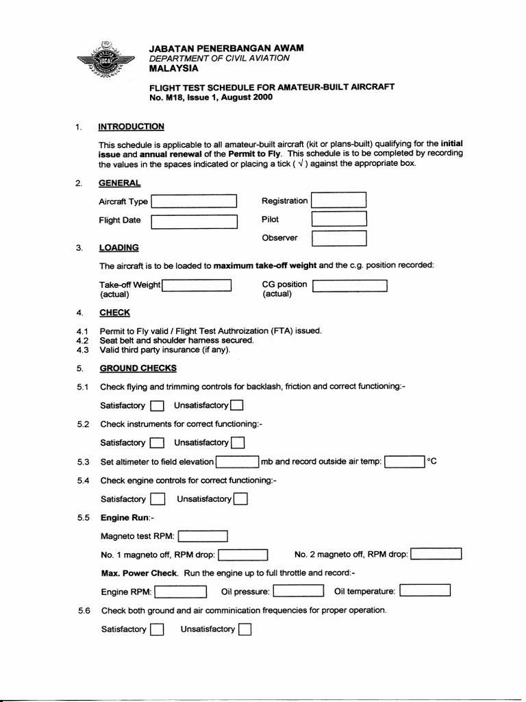 Flight-Test-Schedule-for-Amateur-Built-Aircraft | PDF