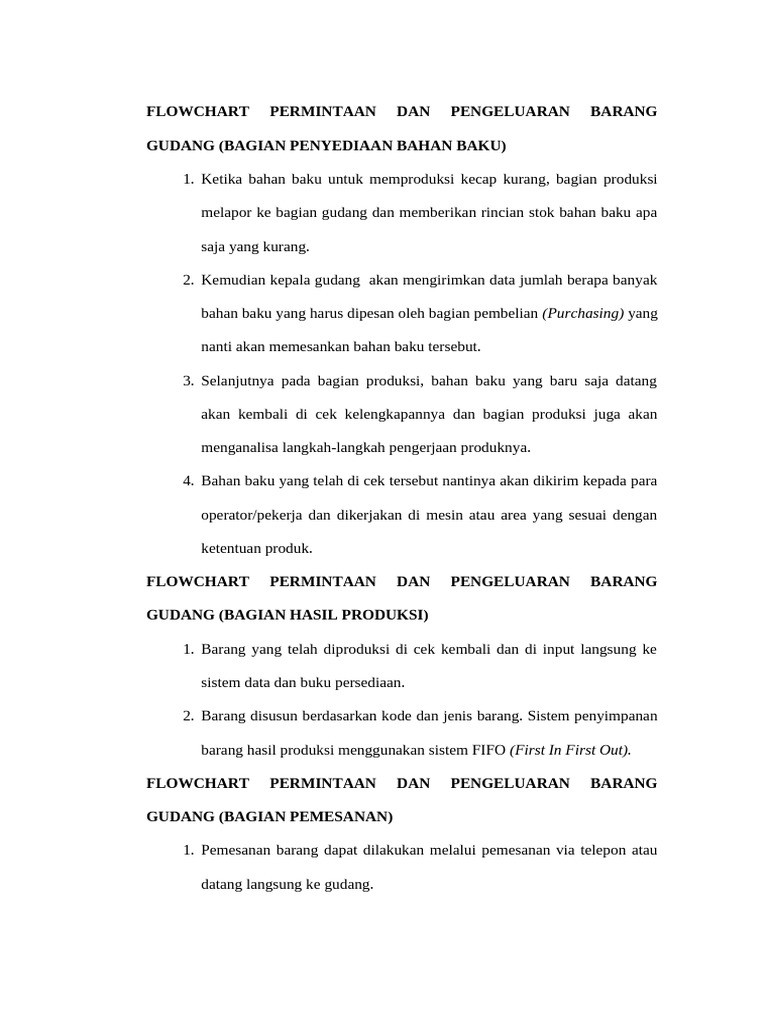 Flowchart Permintaan Dan Pengeluaran Barang Gudang | PDF